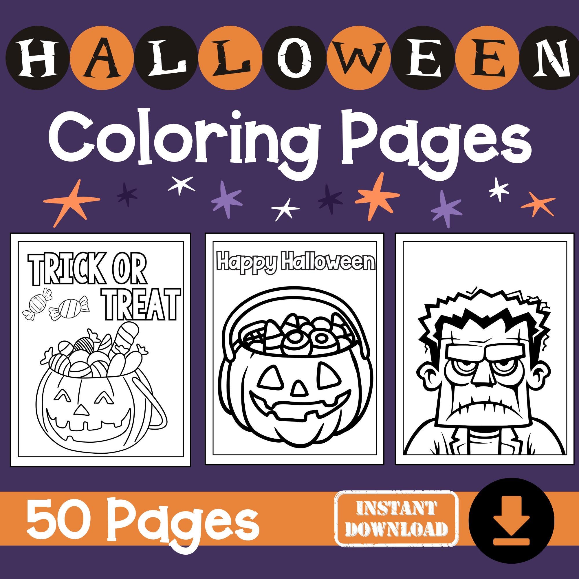 50 Halloween Coloring Pages for Kids: Spooky Fun (PDF Download) - Etsy