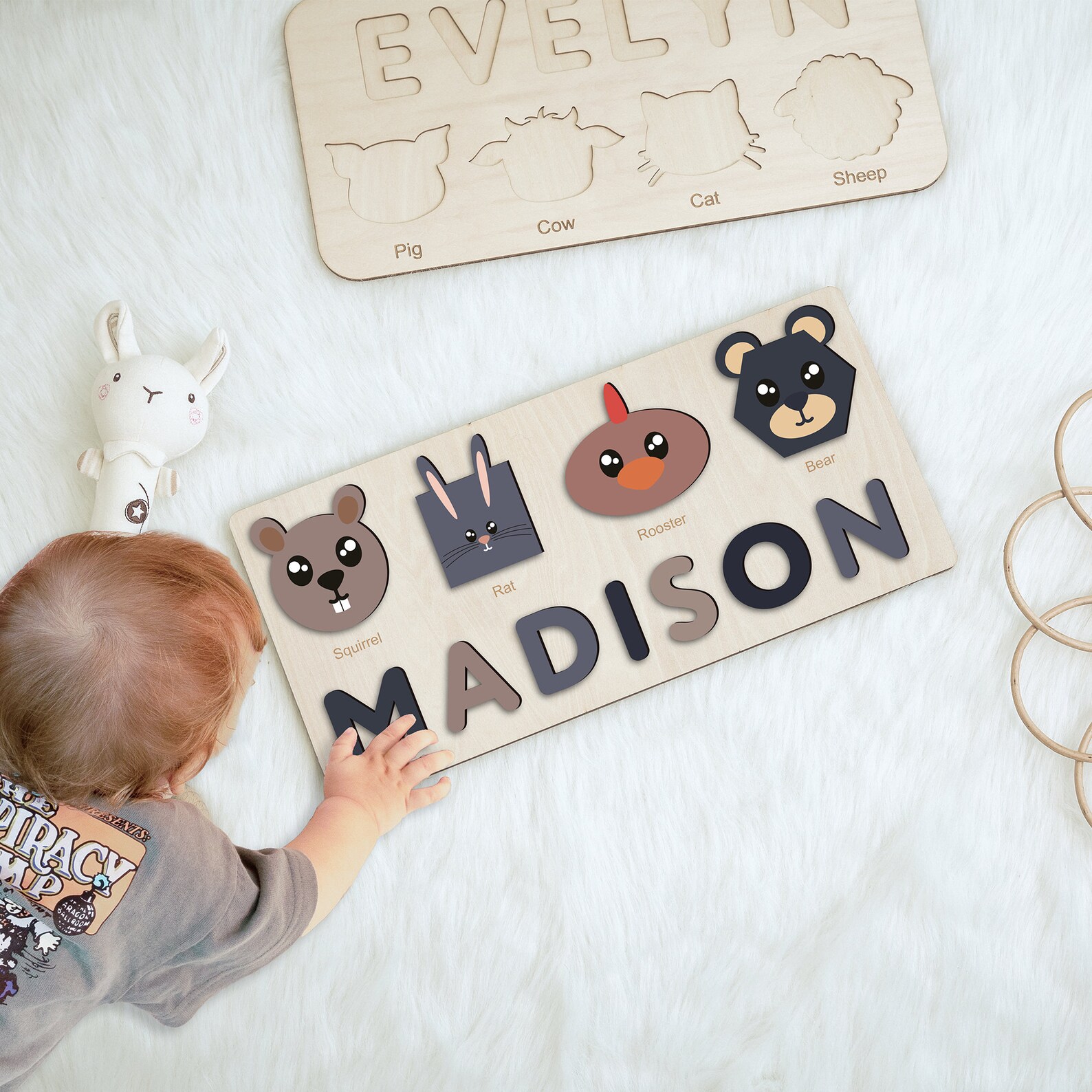 Personalized Wooden Name Puzzle: Custom Baby Shower Gift for Baby Boys ...