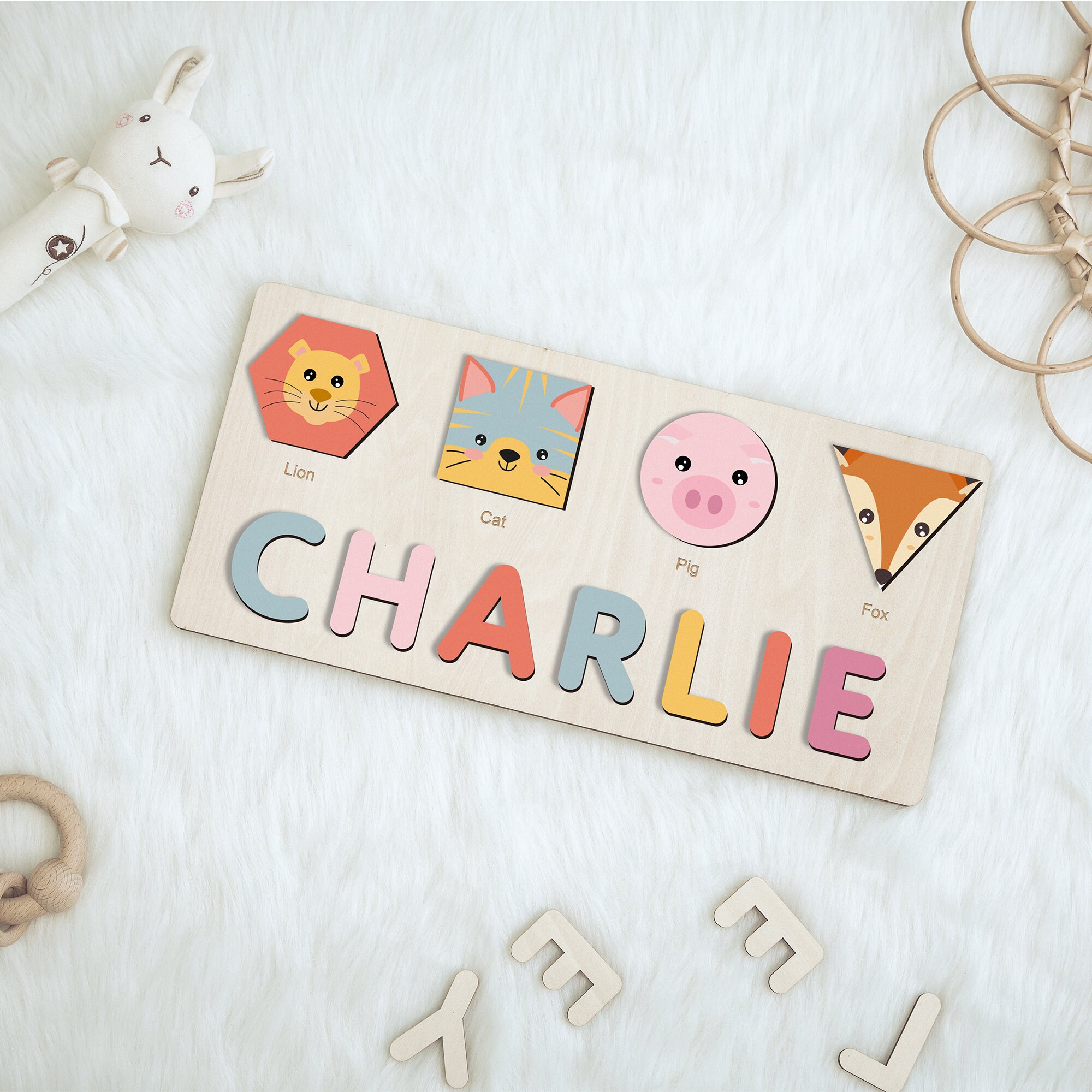 Personalized Wooden Name Puzzle: Custom Baby Shower Gift for Baby Boys ...