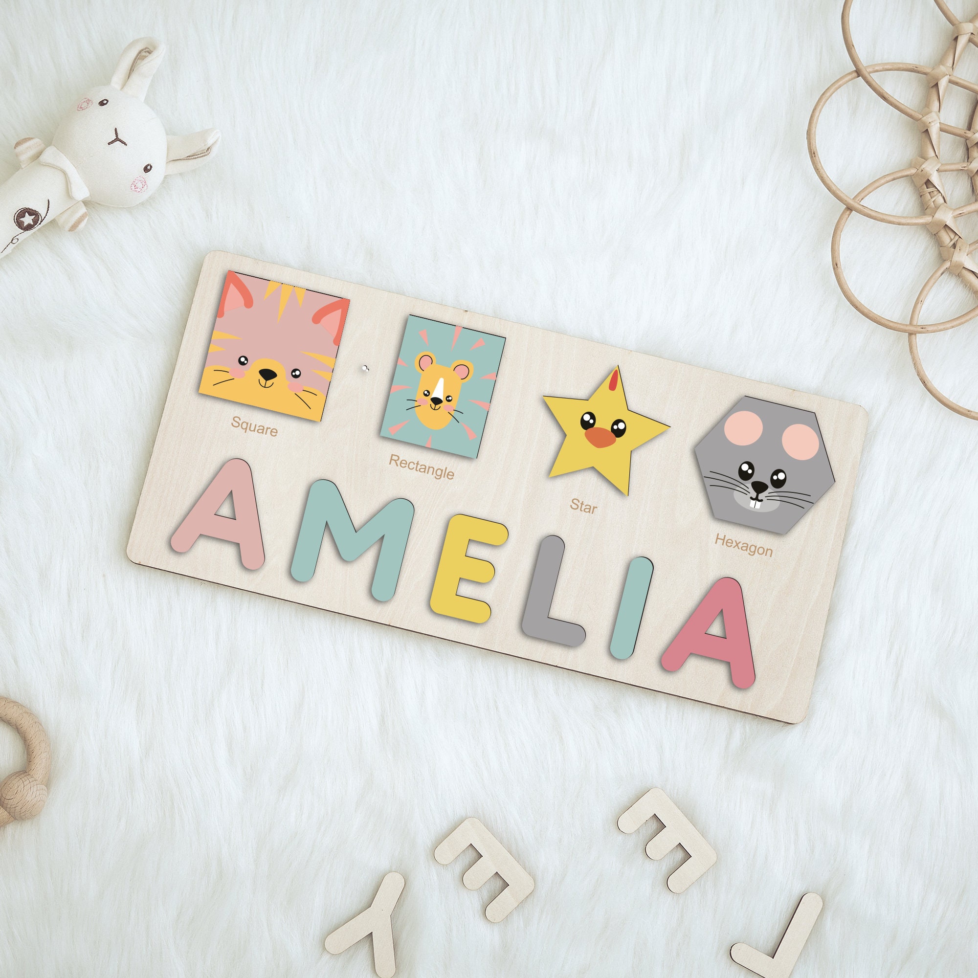Personalized Wooden Name Puzzle: Custom Baby Shower Gift for Baby Boys ...