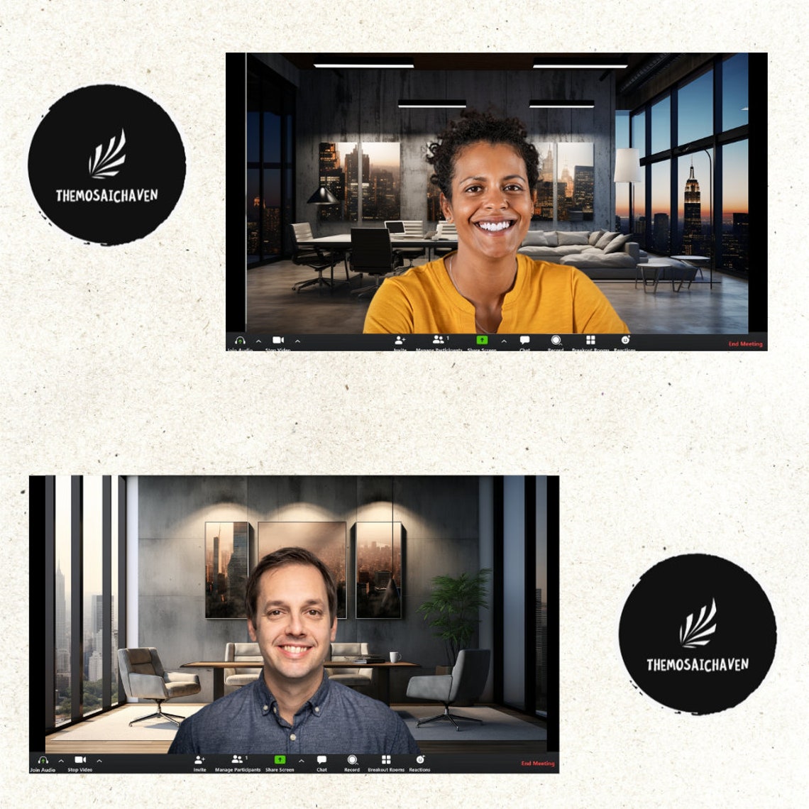 Modern Office Black Notes | Zoom Minimalist Background | Bundle of 4 ...