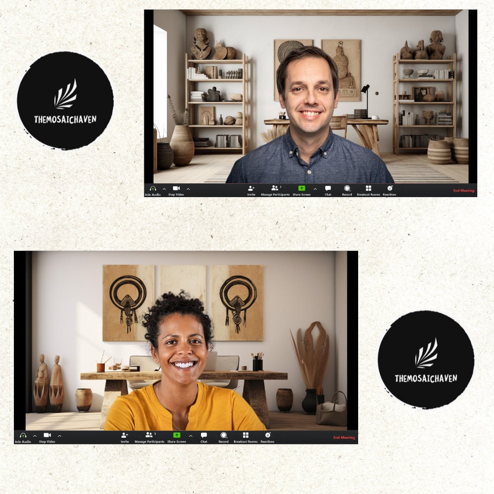 Bookcase Boho | Zoom Virtual Backgrounds | Backdrop | Bundle of 4 ...