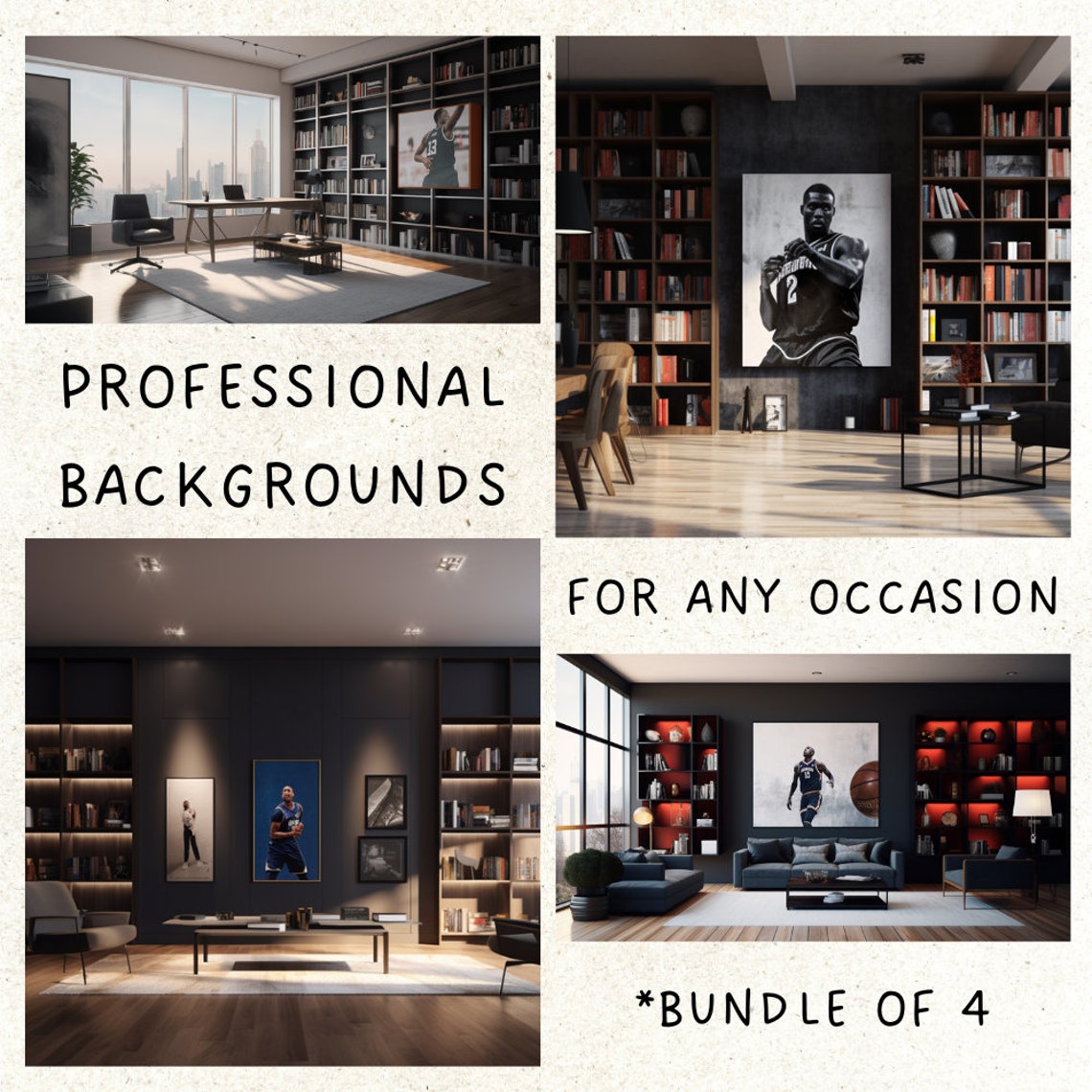 Elegant Office | Zoom Virtual Backgrounds | Bundle of 4 | Office ...