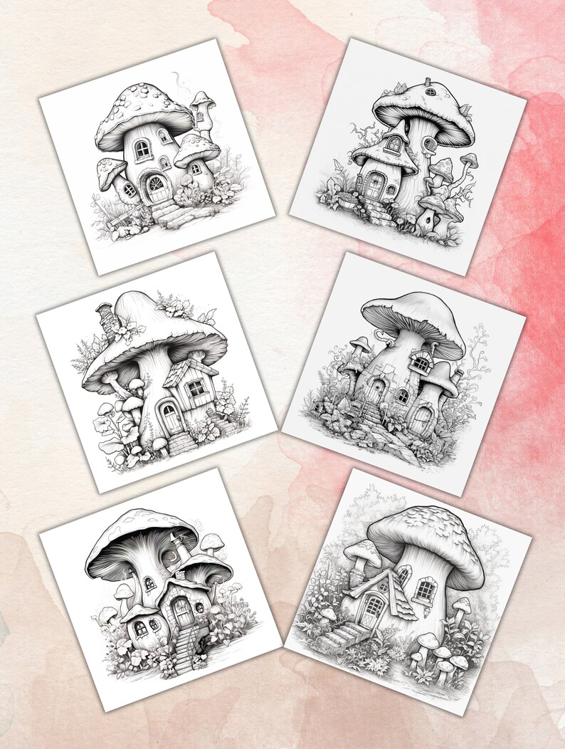 Mushroom Cottage Coloring Book for Fun Activity Coloring Book Whimsical ...
