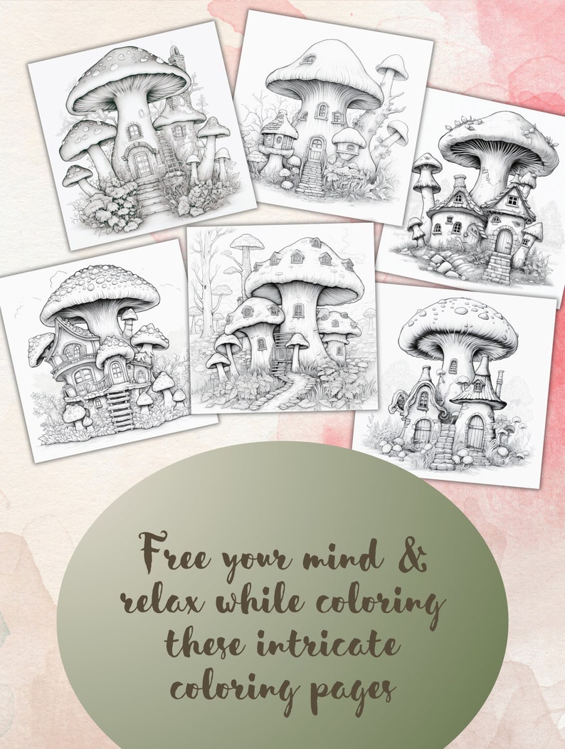 Mushroom Cottage Coloring Book for Fun Activity Coloring Book Whimsical ...