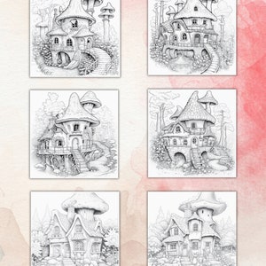 Mushroom Cottage Coloring Book for Fun Activity Coloring Book Whimsical ...
