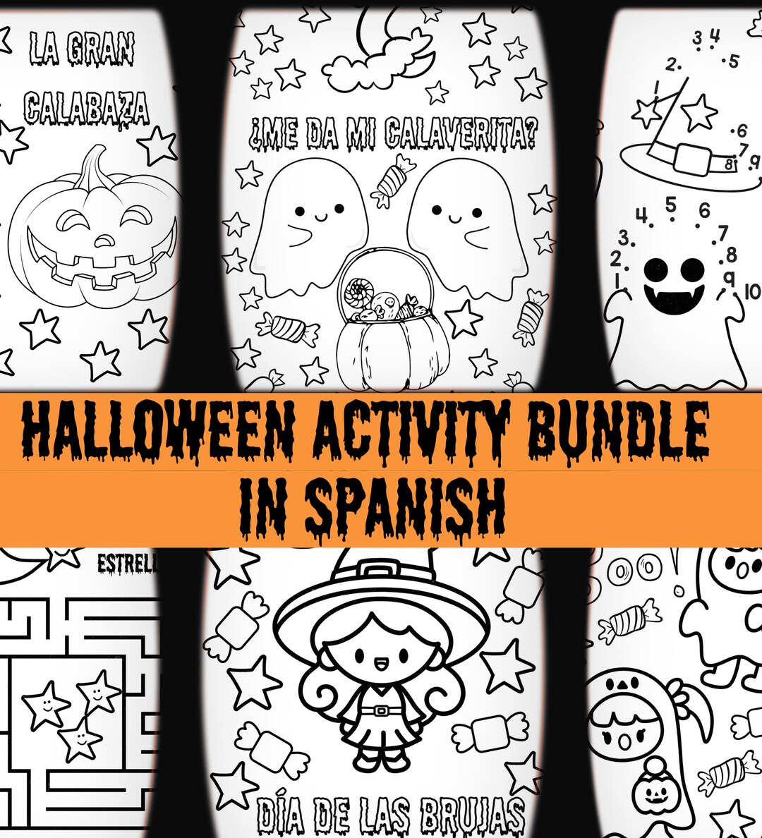 Spanish Halloween Coloring Pages Set Kid Halloween Activity - Etsy