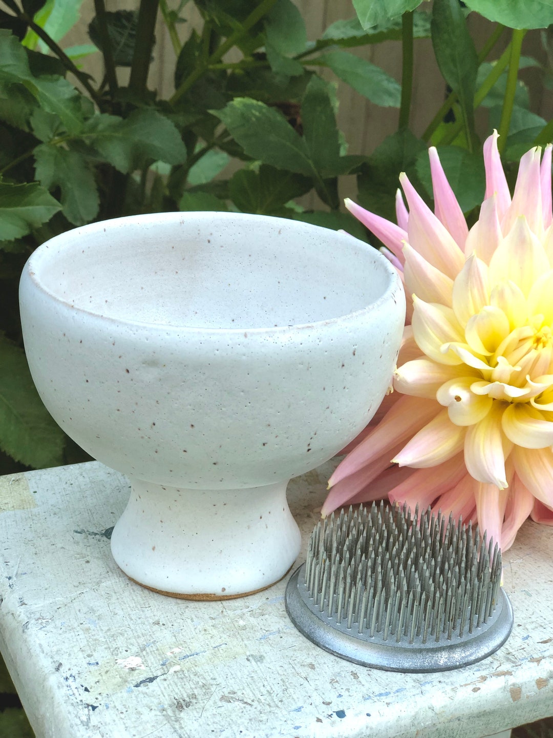 White Compote Vase Handmade - Etsy