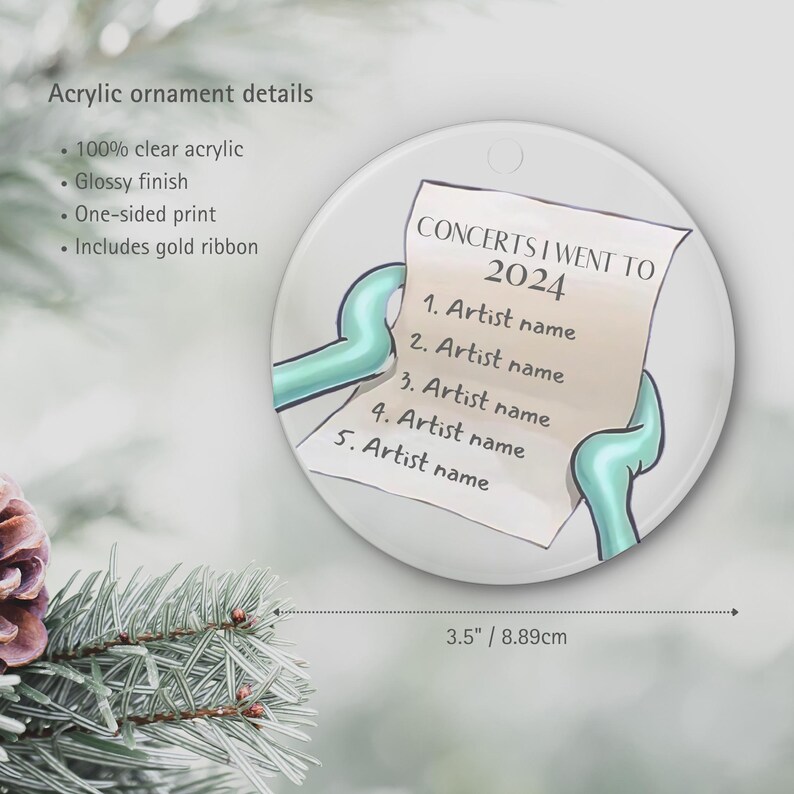 Custom List of Concerts Ornament, Personalized Christmas Ornament ...