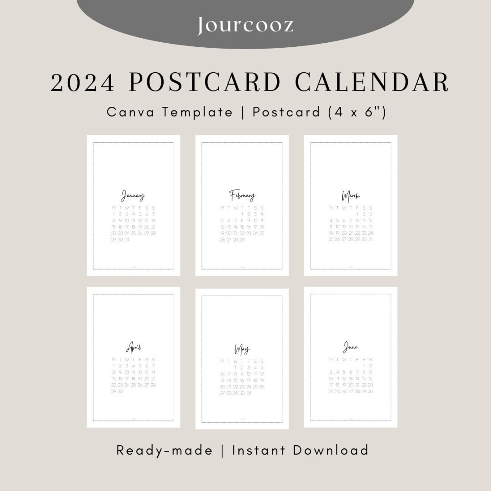 Editable Canva Template, 2024 Postcard Desk Calendar, 4 X 6 ...