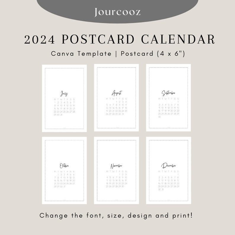 Editable Canva Template, 2024 Postcard Desk Calendar, 4 X 6 ...