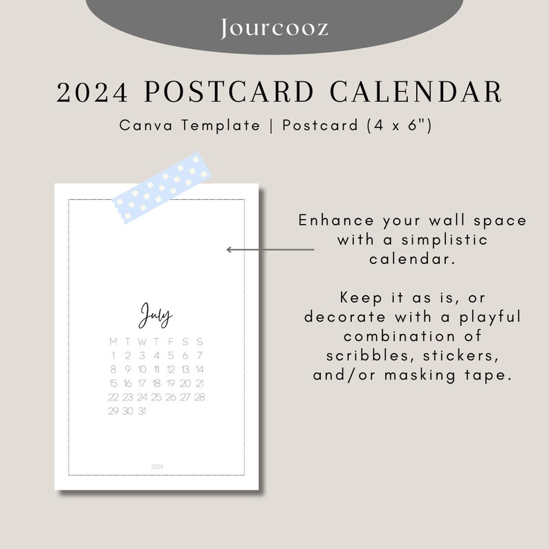 Editable Canva Template, 2024 Postcard Desk Calendar, 4 X 6 ...