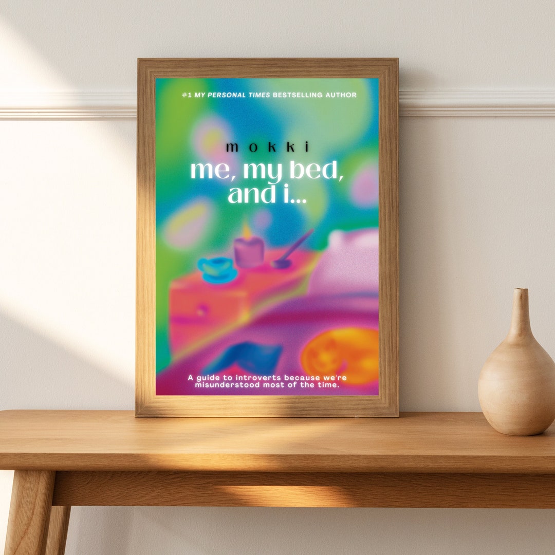 Introvert Poster, Book Cover Wall Art, Cosy Art, Bedroom Art, Quirky ...