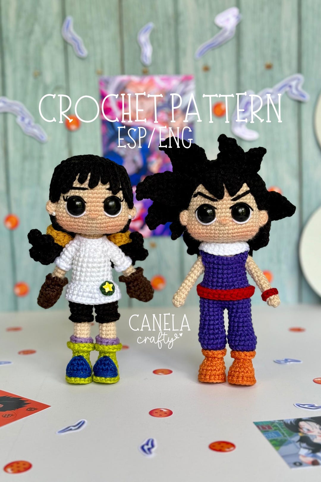Crochet Pattern Gohan and Videl (2 in 1) - Etsy
