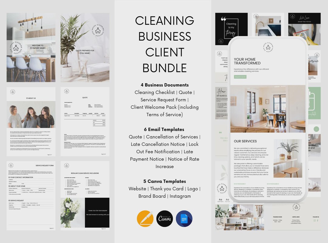 Professional Cleaning Business Bundle – Client Forms, Emails & Branding ...