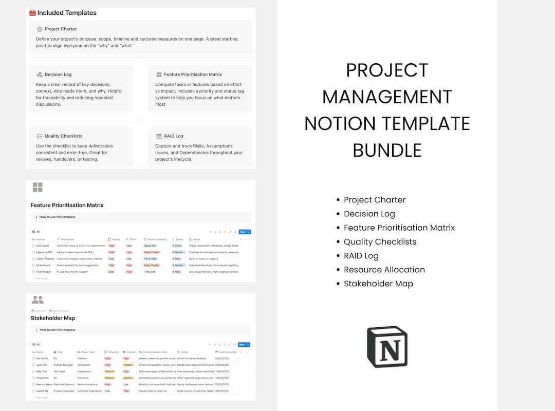 Project Management Notion Template Bundle – Modular Toolkit for Teams ...