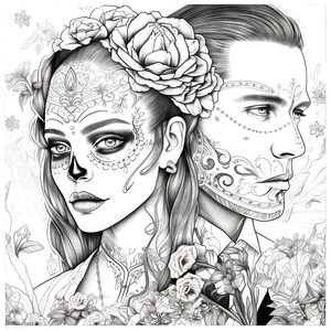 Gothic Bride and Groom Coloring Pages Gothic Makeup Beautiful Women ...