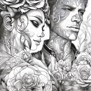 Gothic Bride and Groom Coloring Pages Gothic Makeup Beautiful Women ...
