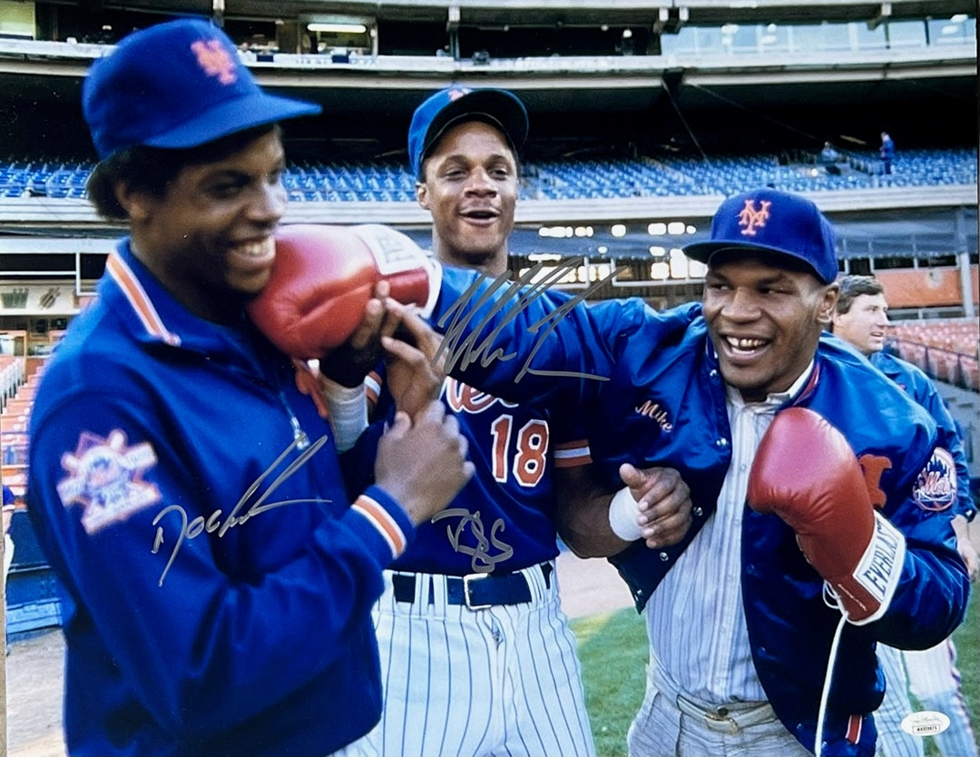 Doc Gooden & Daryl Strawberry Signed New York Mets Photo W/ Mike Tyson ...