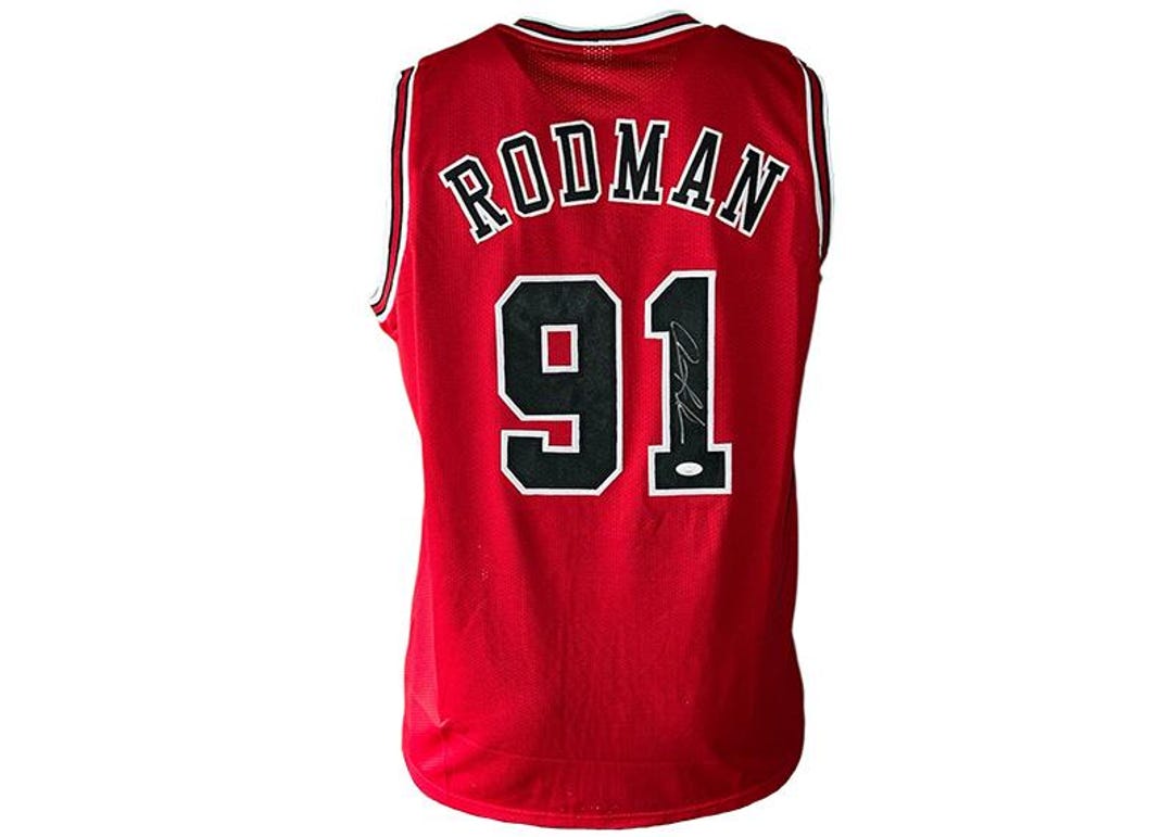 Dennis Rodman Signed Chicago Custom Red Basketball Jersey (JSA) - Etsy