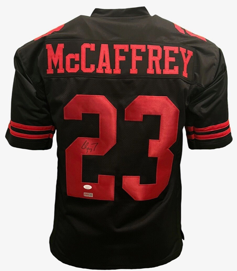 Christian Mccaffrey Signed Custom Black Football Jersey JSA - Etsy