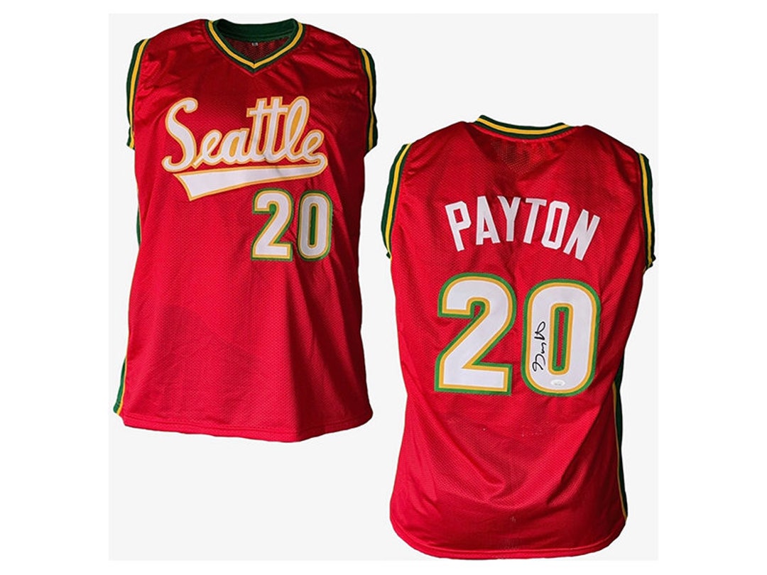 Gary Payton Autographed Seattle Pro Style Red Basketball Jersey (JSA ...