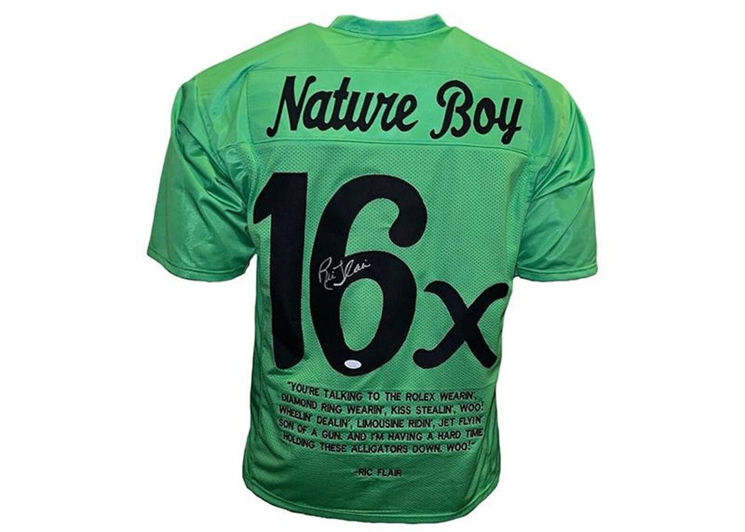 Ric Flair Signed Custom Green Stats Jersey JSA - Etsy