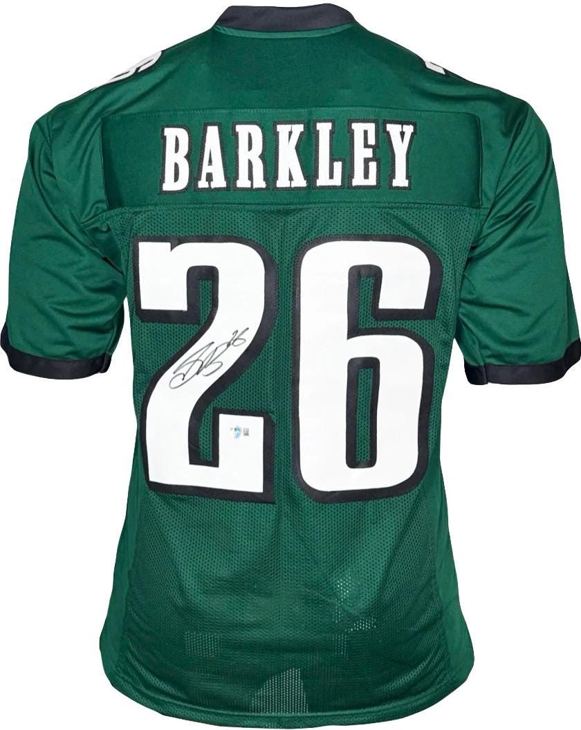 Saquon Barkley Signed Custom Green Football Jersey Beckett - Etsy