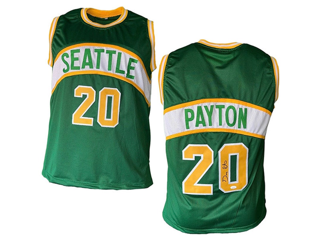 Gary Payton Autographed Seattle Pro Style Green Basketball Jersey JSA ...