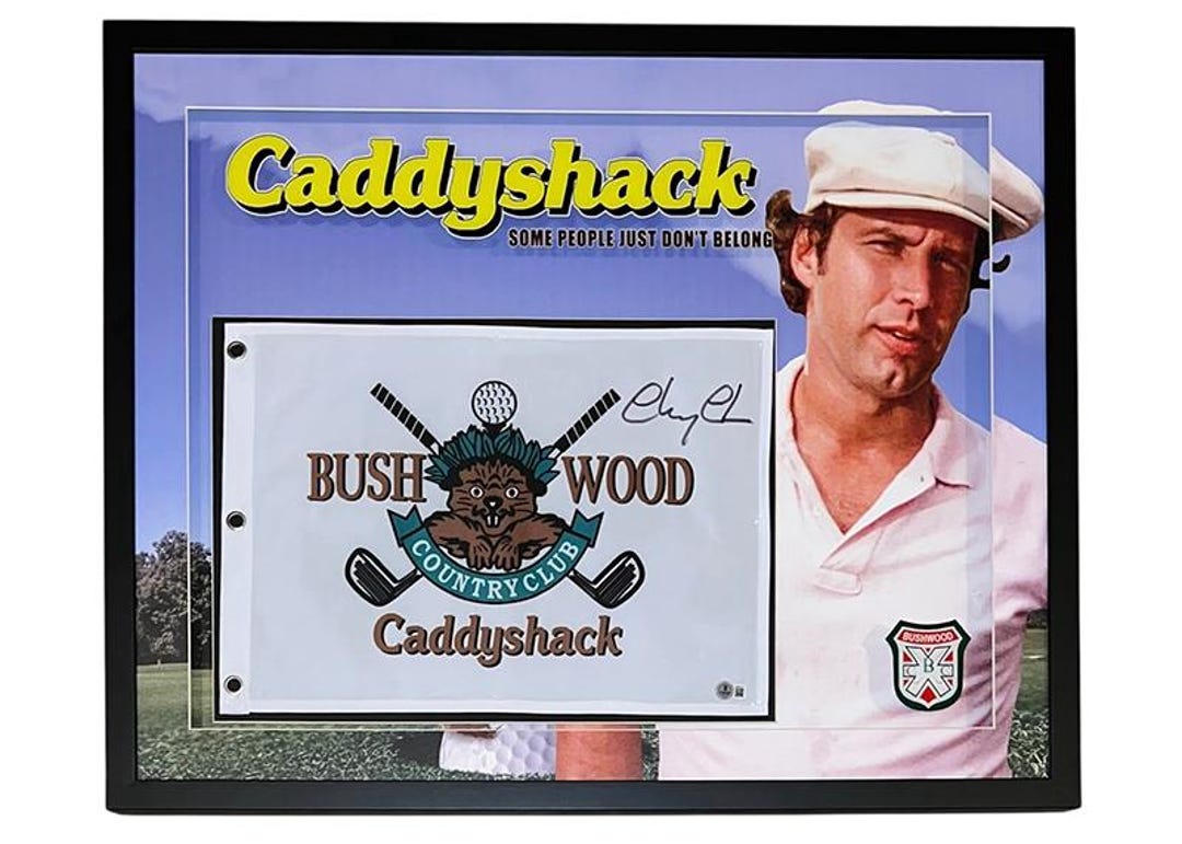 Chevy Chase Signed Caddyshack Bushwood Flag 3D LED Frame Beckett 31 ...