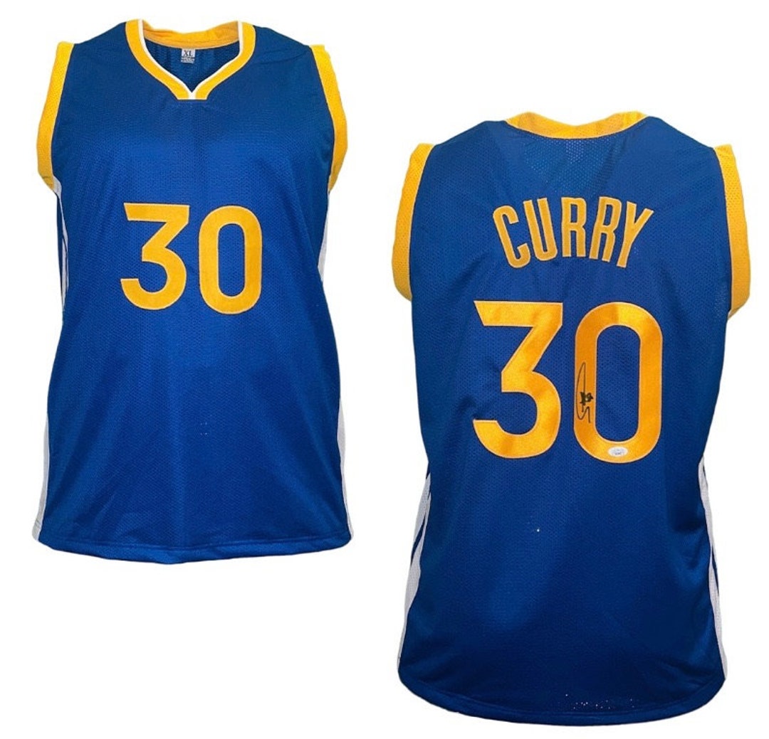Steph Curry Signed Custom Blue Basketball Jersey JSA - Etsy