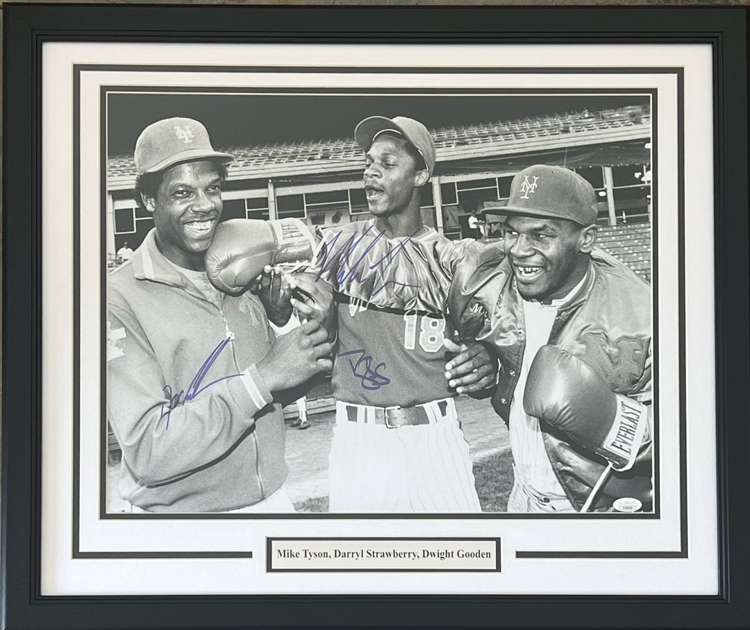 Mike Tyson, Doc Gooden & Daryl Strawberry Signed New York Mets Frame ...