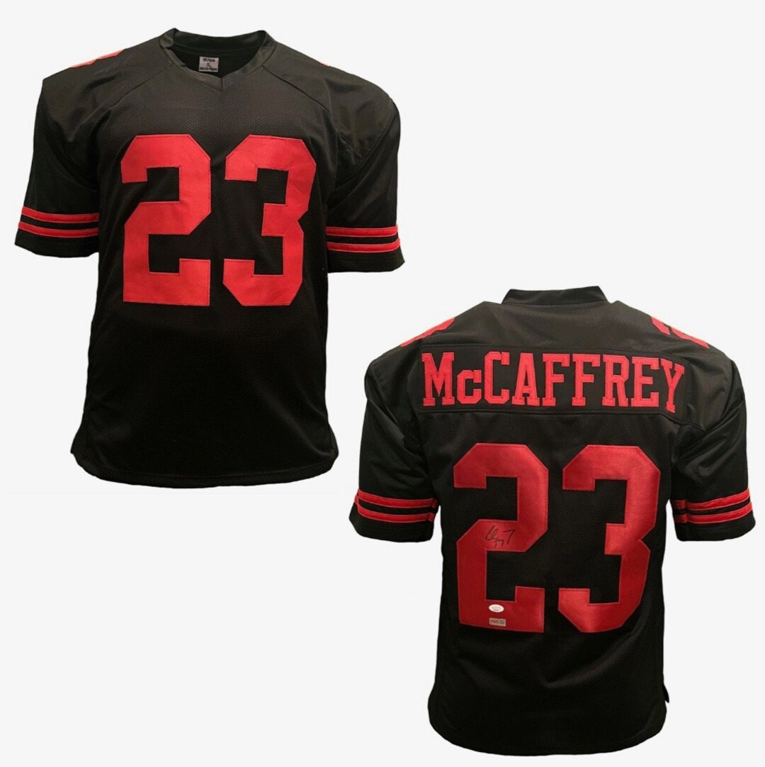 Christian Mccaffrey Signed Custom Black Football Jersey JSA - Etsy
