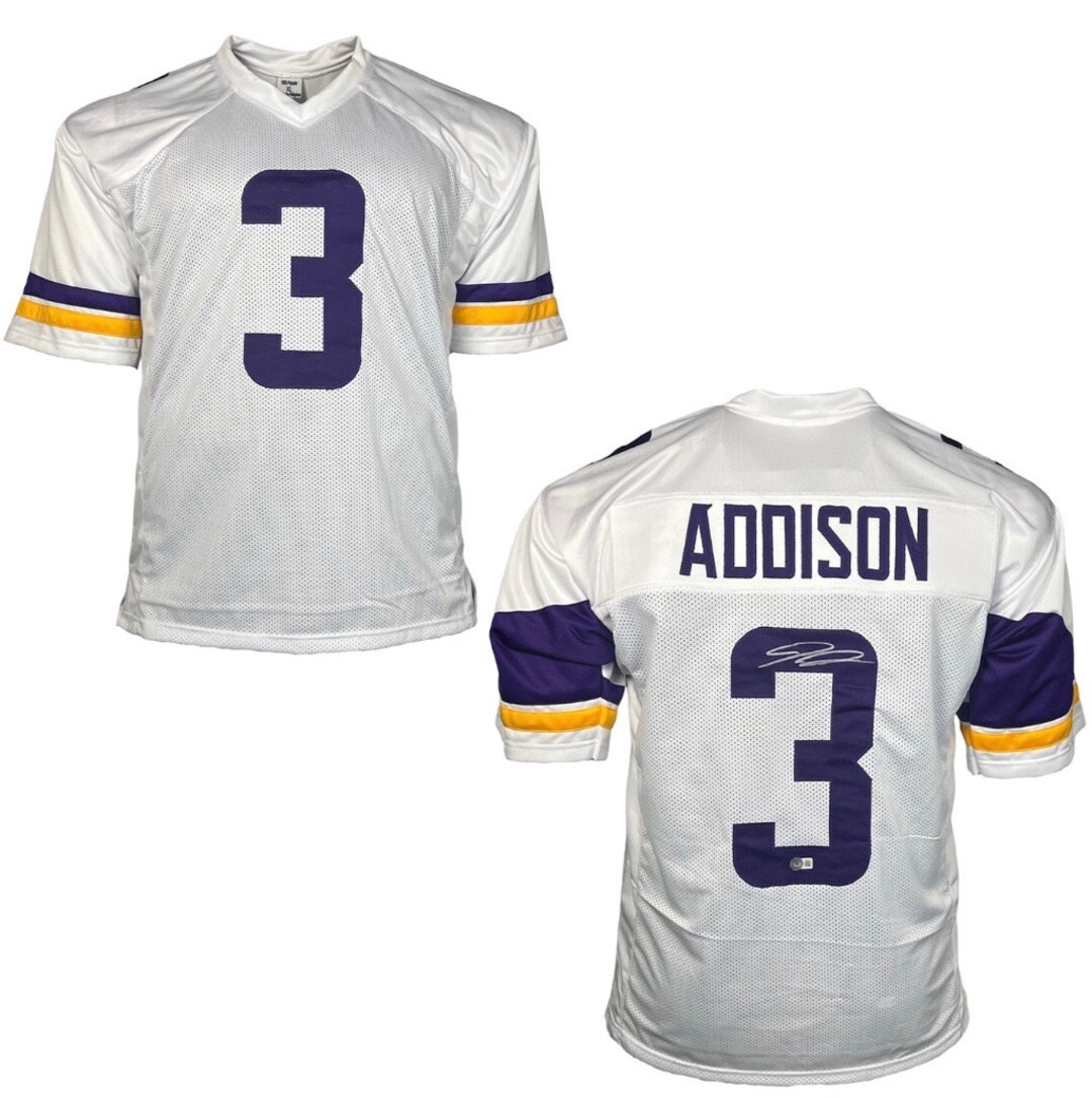 Jordan Addison Signed Custom White Football Jerseys Beckett - Etsy