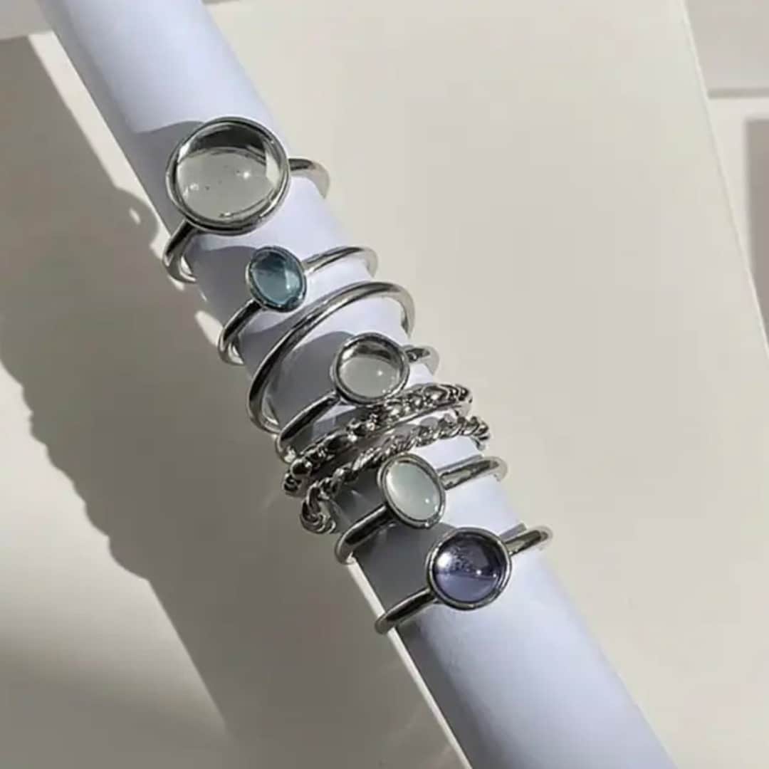 Stackable Ring Set Available in Silver, Women, Made of Sterling Silver and Cubic Zirconia ...