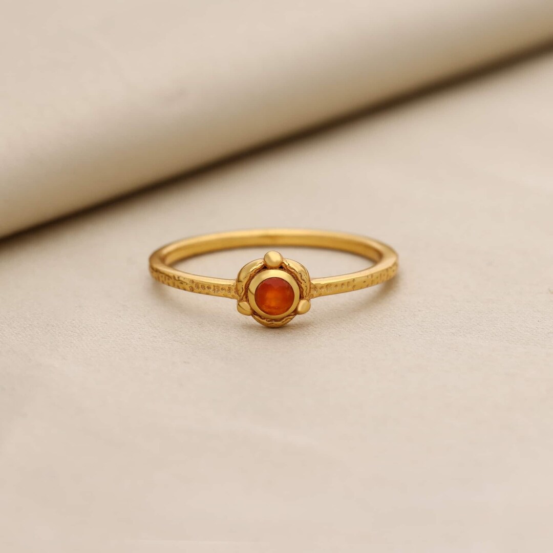 Karneol-Ring, 14 Karat vergoldet, Juli-Geburtsstein, minimalistischer ...