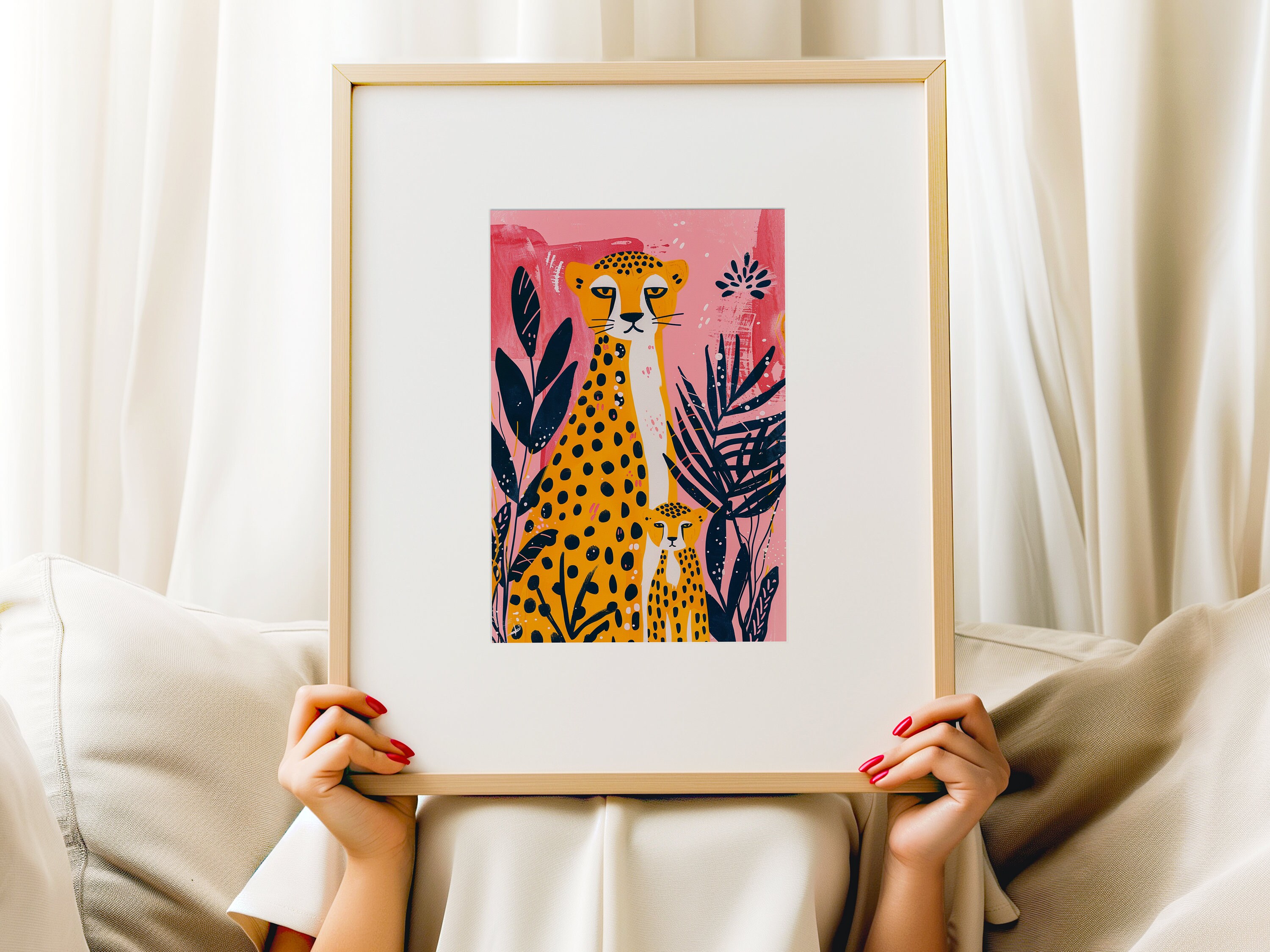 Frame Mockup With Person, Thin Wood Frame, PSD Photoshop Photopea ...