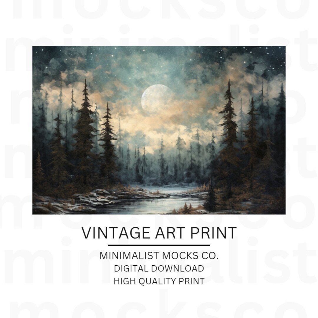 Printable Wall Art, Night Landscape Art, Printable Night Wall Art ...