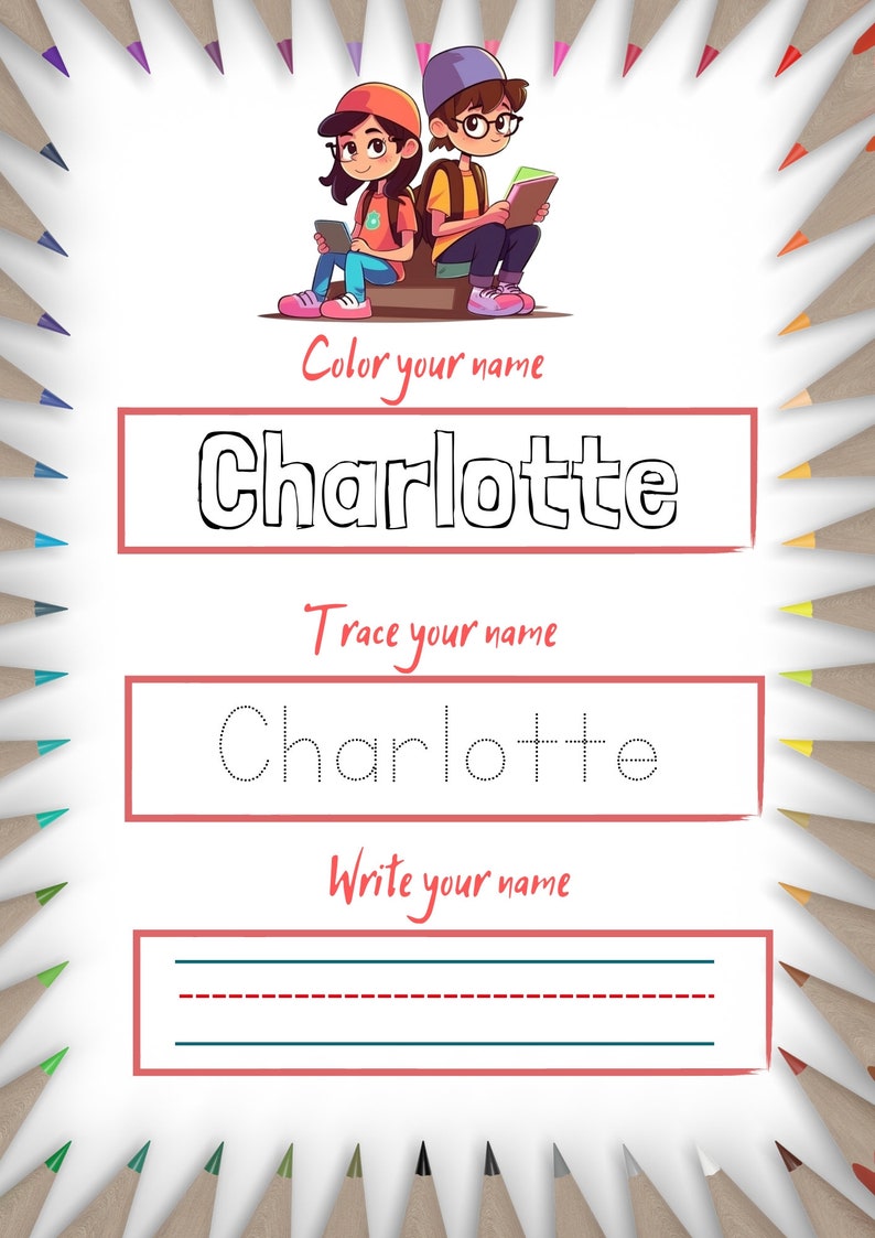 Personalized Name Tracing Sheet, Digital Download, Personalized ...