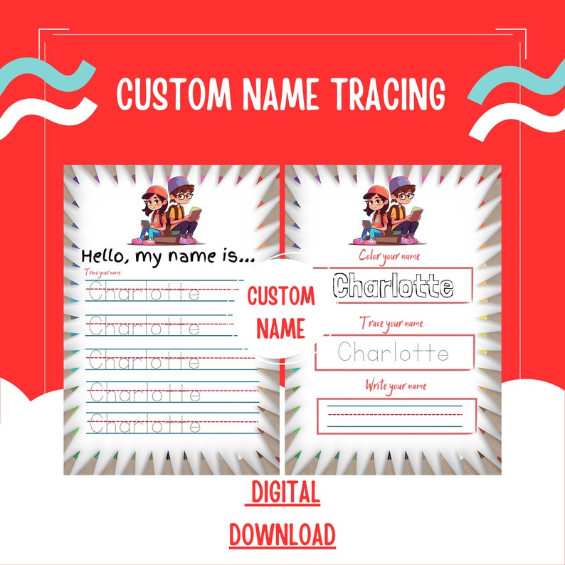 Personalized Name Tracing Sheet, Digital Download, Personalized ...