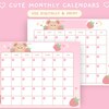 Monthly Planner Printable, Digital Kawaii Stationary, Cute Undated ...