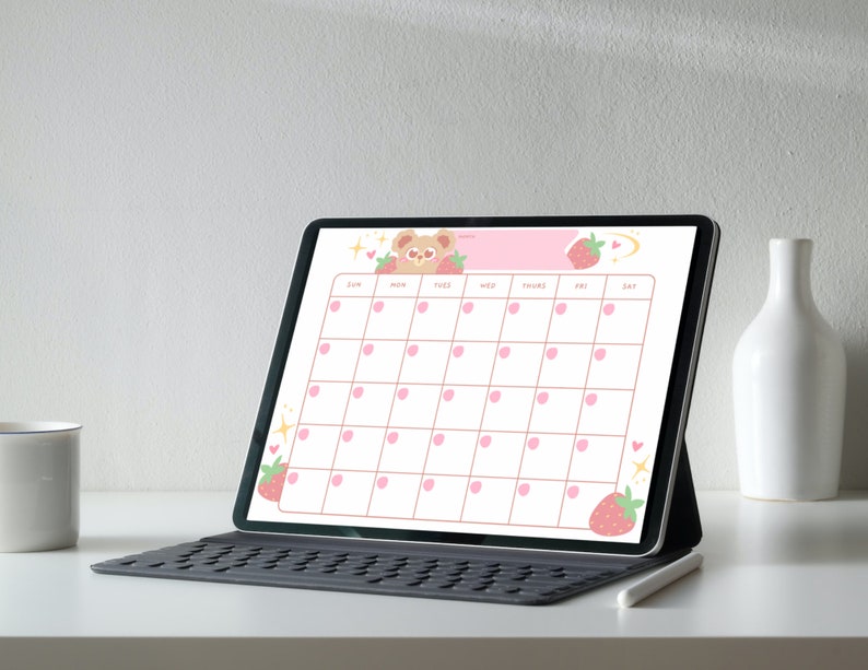 Monthly Planner Printable Digital Kawaii Stationary Cute - Etsy