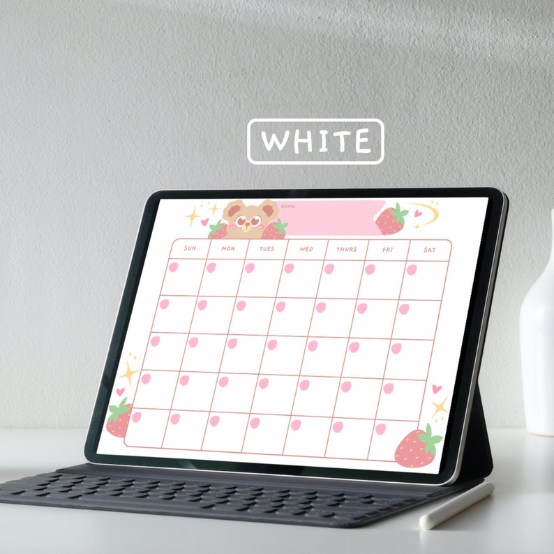 Strawberry Monthly Calendar, Kawaii Stationery (digital Download) - Etsy