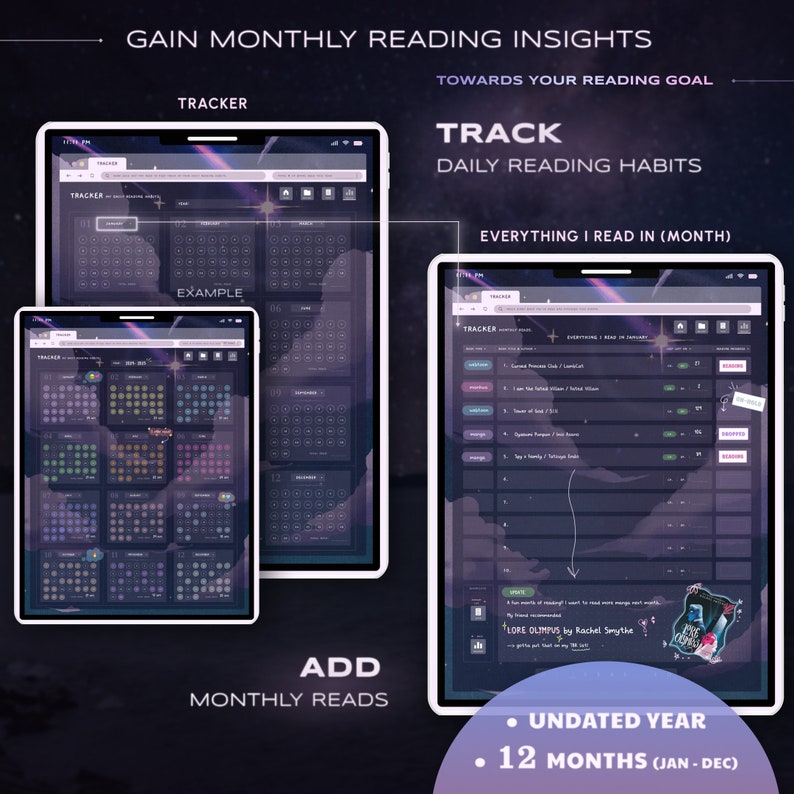 Manga Journal Digital, Webtoon Reading Tracker, Manhwa Planner, Manga ...