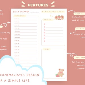 Printable Daily Planner, Cute Digital Planner, to Do List, Kawaii ...