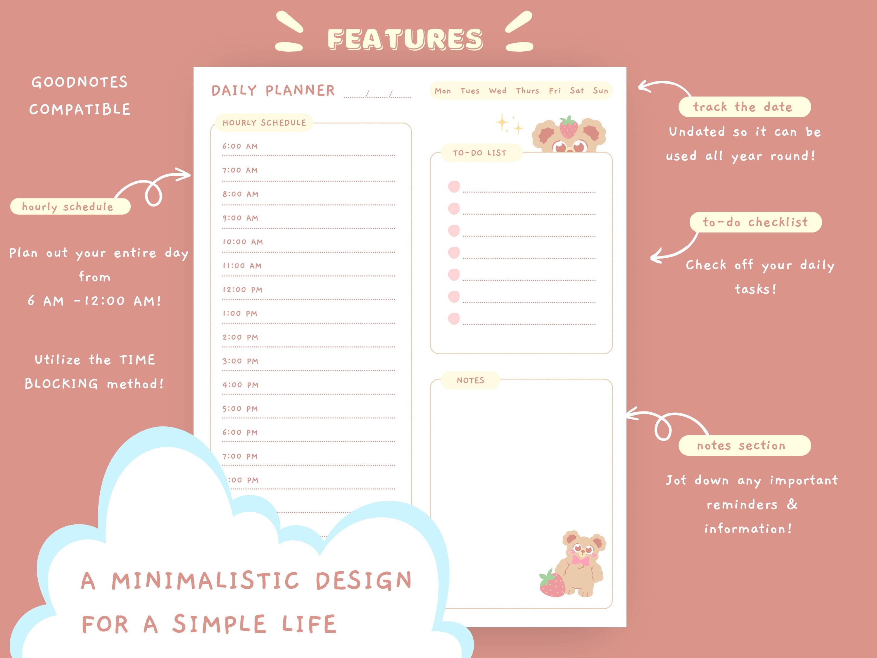 Printable Daily Planner, Cute Digital Planner, to Do List, Kawaii ...
