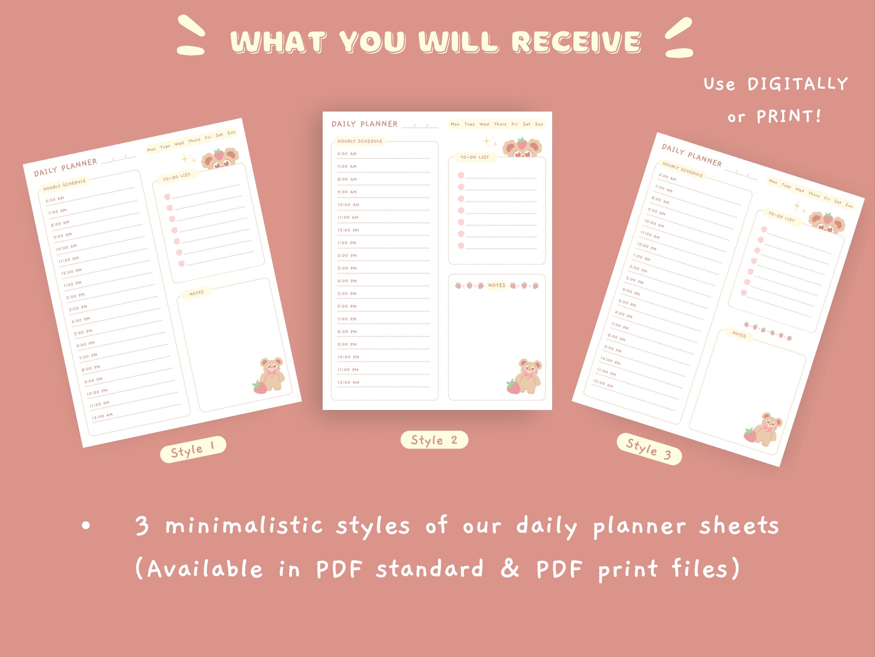 Printable Daily Planner, Cute Digital Planner, to Do List, Kawaii ...
