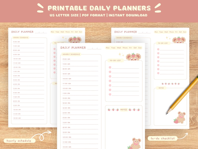 Printable Daily Planner Cute Digital Planner to Do List - Etsy