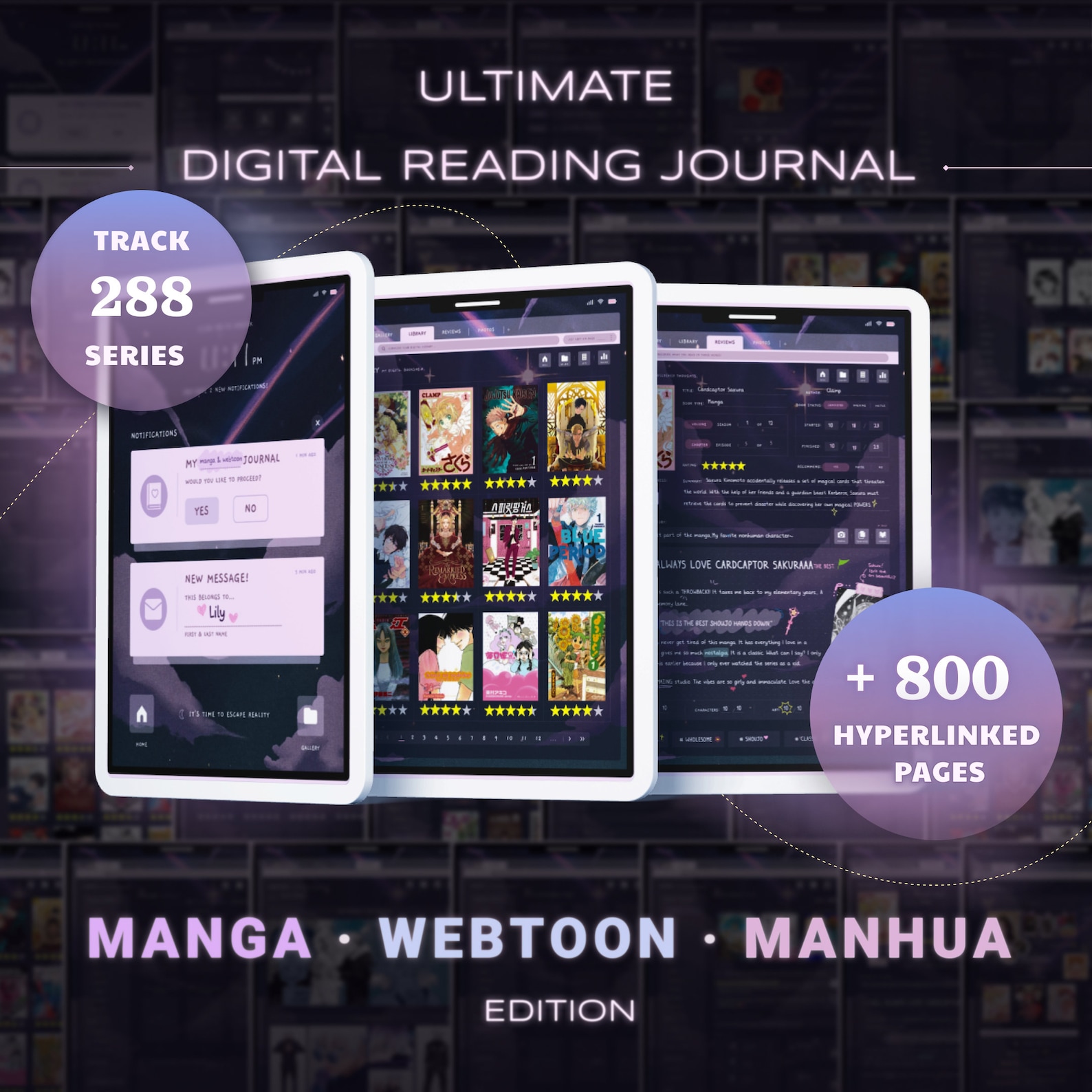 Manga Journal Digital, Webtoon Reading Tracker, Manhwa Planner, Manga ...