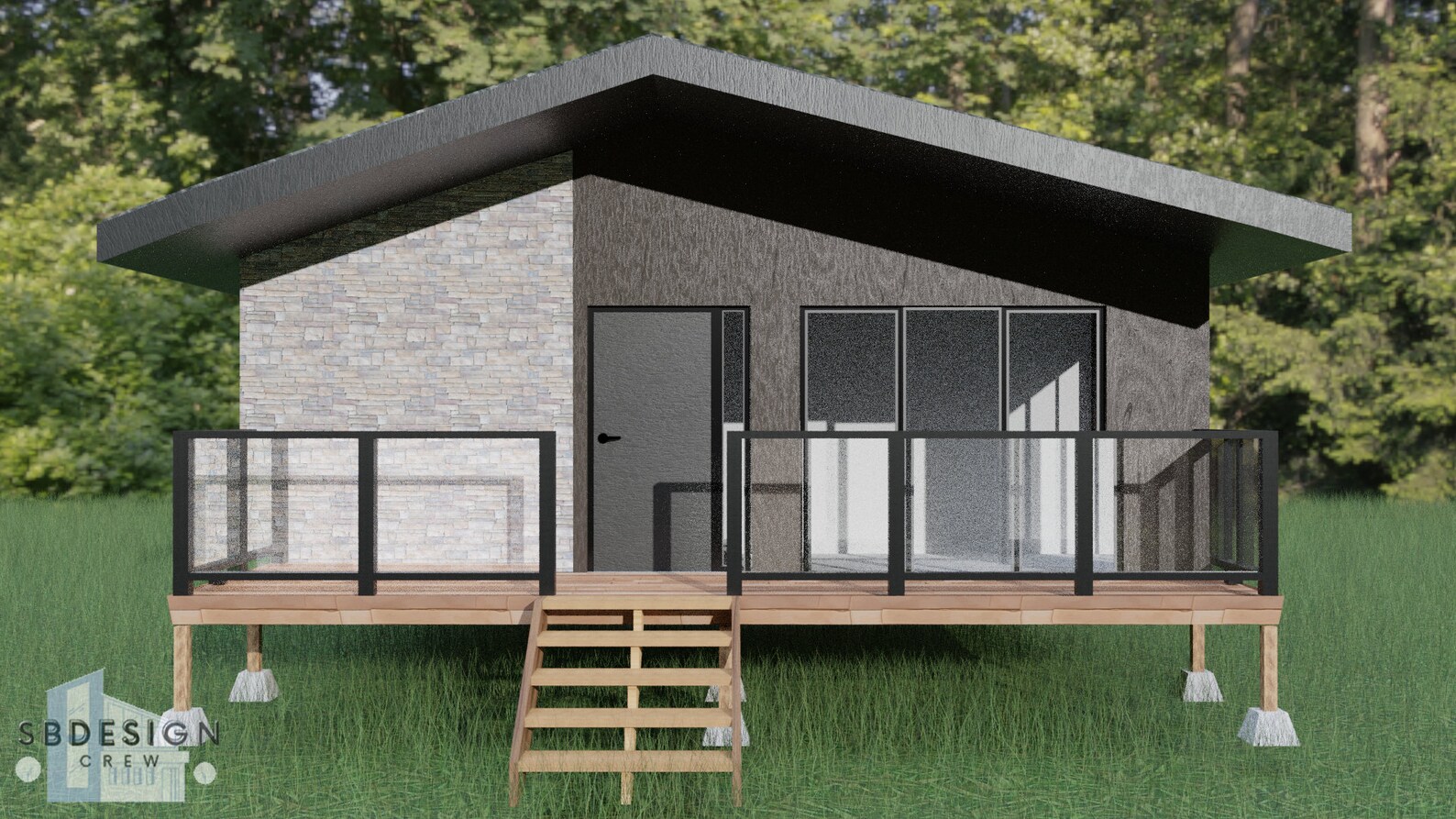 20' X 24' Tiny House Floor Plan, Modern Cottage House, Architectural ...